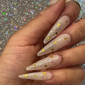 Golden Star Press on Nails - Etsy
