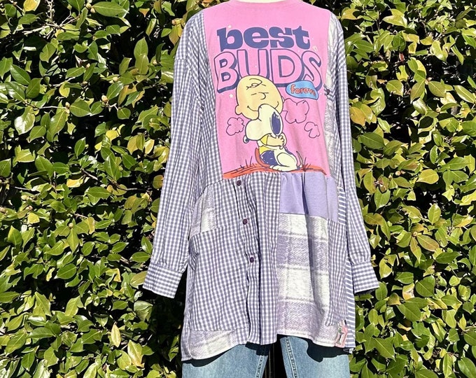 3X/4X Upcycled 'best Buds Forever' Tunic With Snoopy and Charlie Brown ...