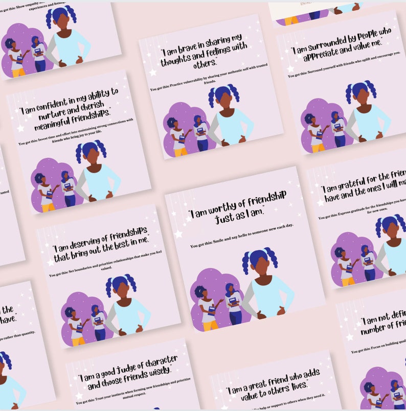 Affirmation Cards for Black Girls, Affirmations for Friendship, Self ...