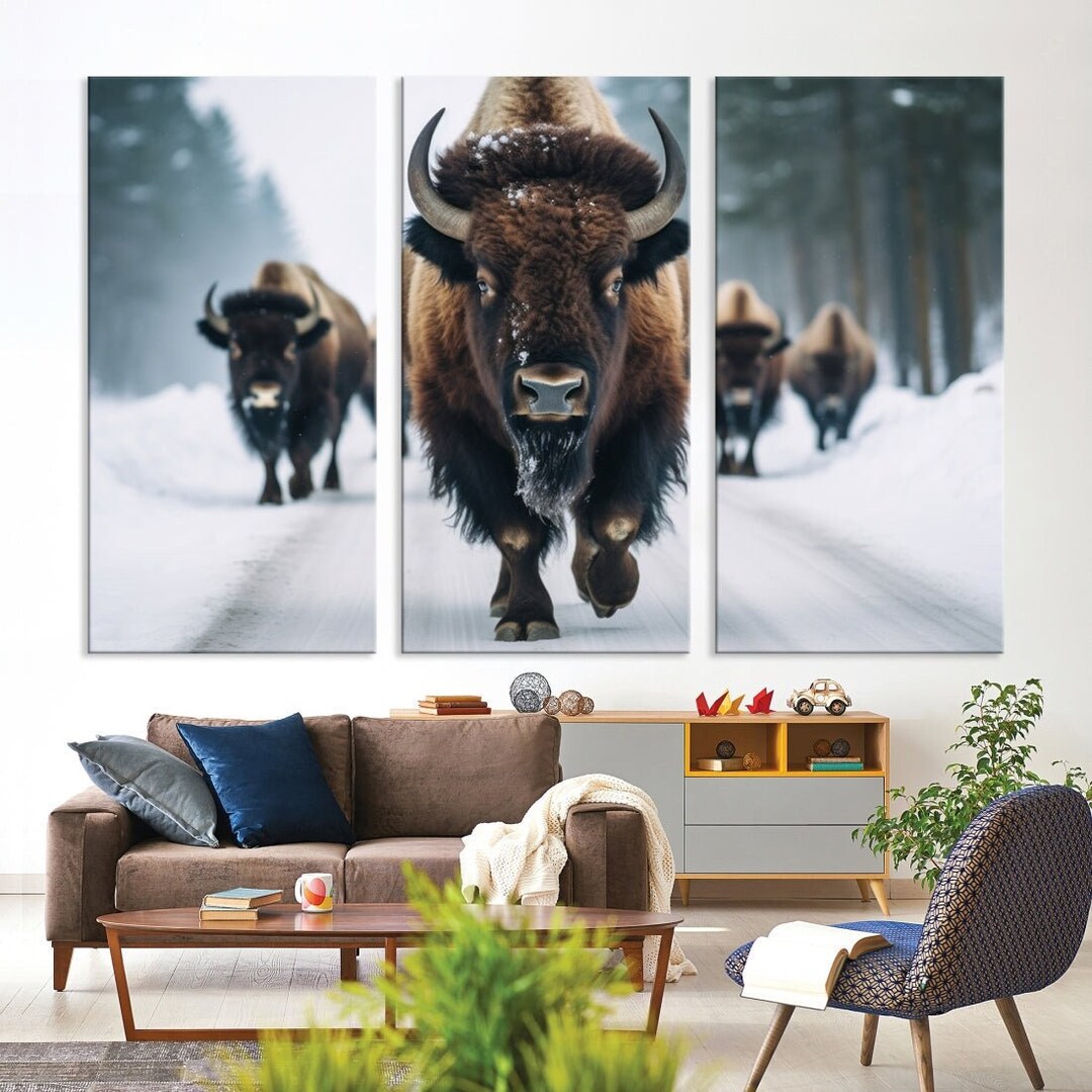 Buffalo Family Wall Art Canvas Print, Buffalo Wall Art Canvas Print ...
