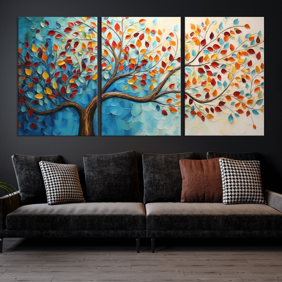 Abstract Tree and Leaf Wall Art Canvas Print - Etsy