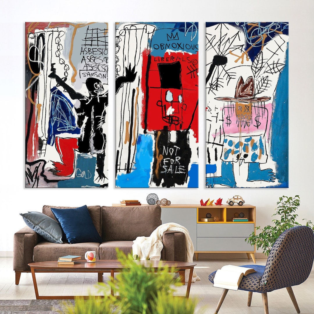 Jean Michel Basquiat Street Art Modern Abstract Large Canvas - Etsy ...