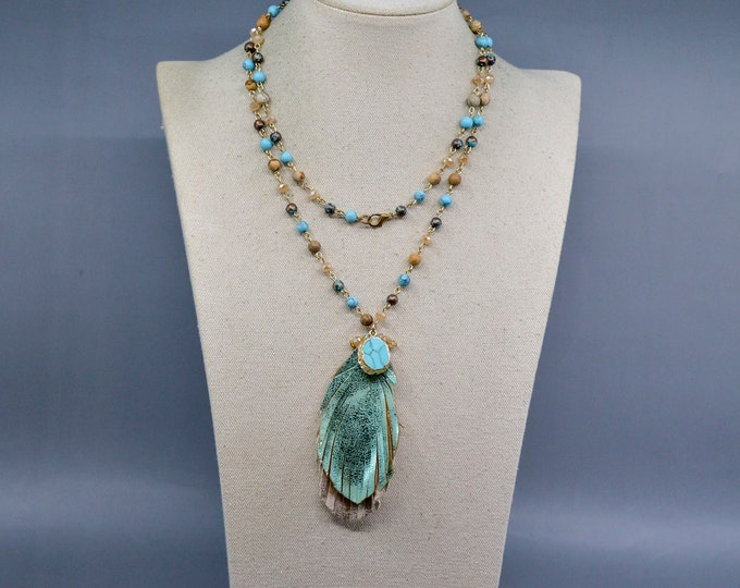 Blue Tone, Women's Beaded , Long Necklace - Etsy