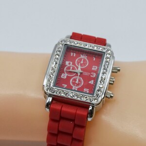 Red Tone With Silver Case and Crystals Womens Fashion Watch - Etsy