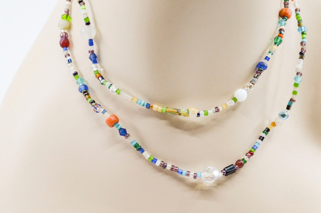 Multi Color Beaded Womens Necklace - Etsy