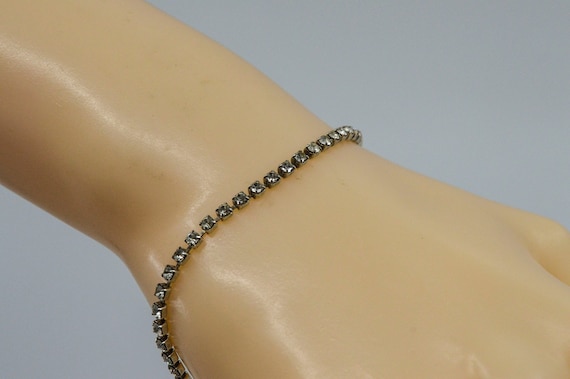 Silver Tone With Colorless Crystals Womens Bracelet | Etsy