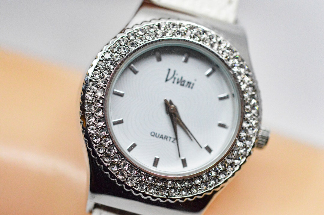 Vivani Silver Tone With Crystals and White Bracelet Womens Watch - Etsy