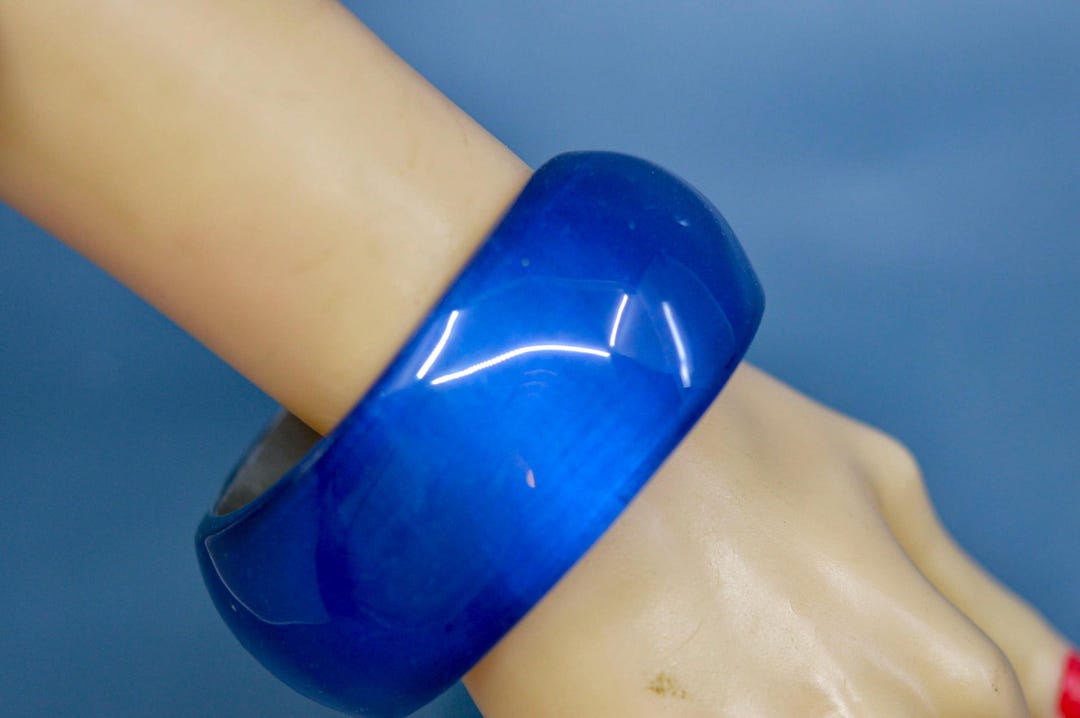 Blue Tone, Chunky, Large, Plastic, Bangle Bracelet - Etsy