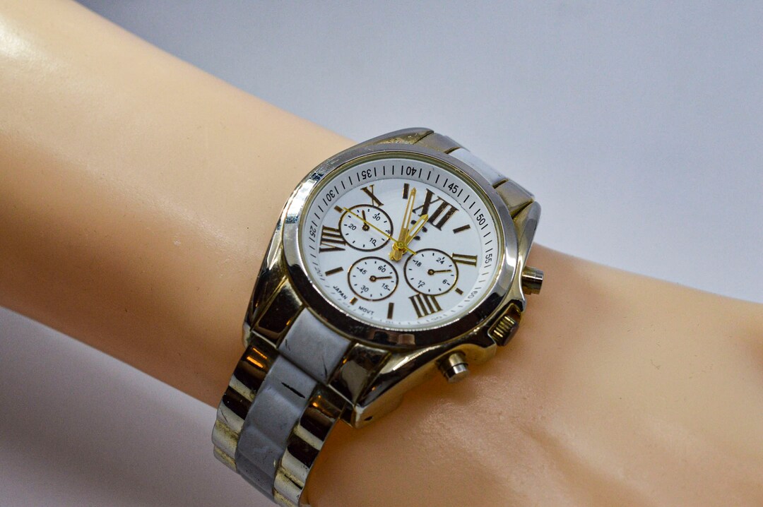 Silver and White Tone Womens Cuff Watch - Etsy