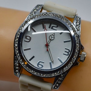 Silver Tone With White Dial and Crystals Womens Fashion Watch - Etsy