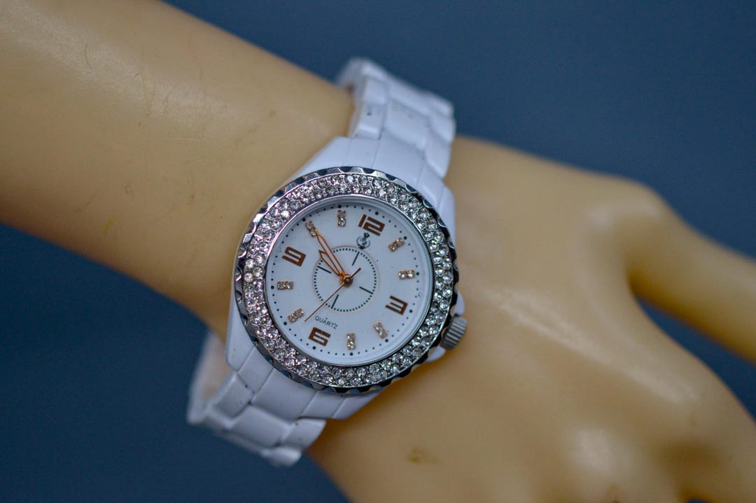 White and Silver Tone, Women's Wrist Watch - Etsy