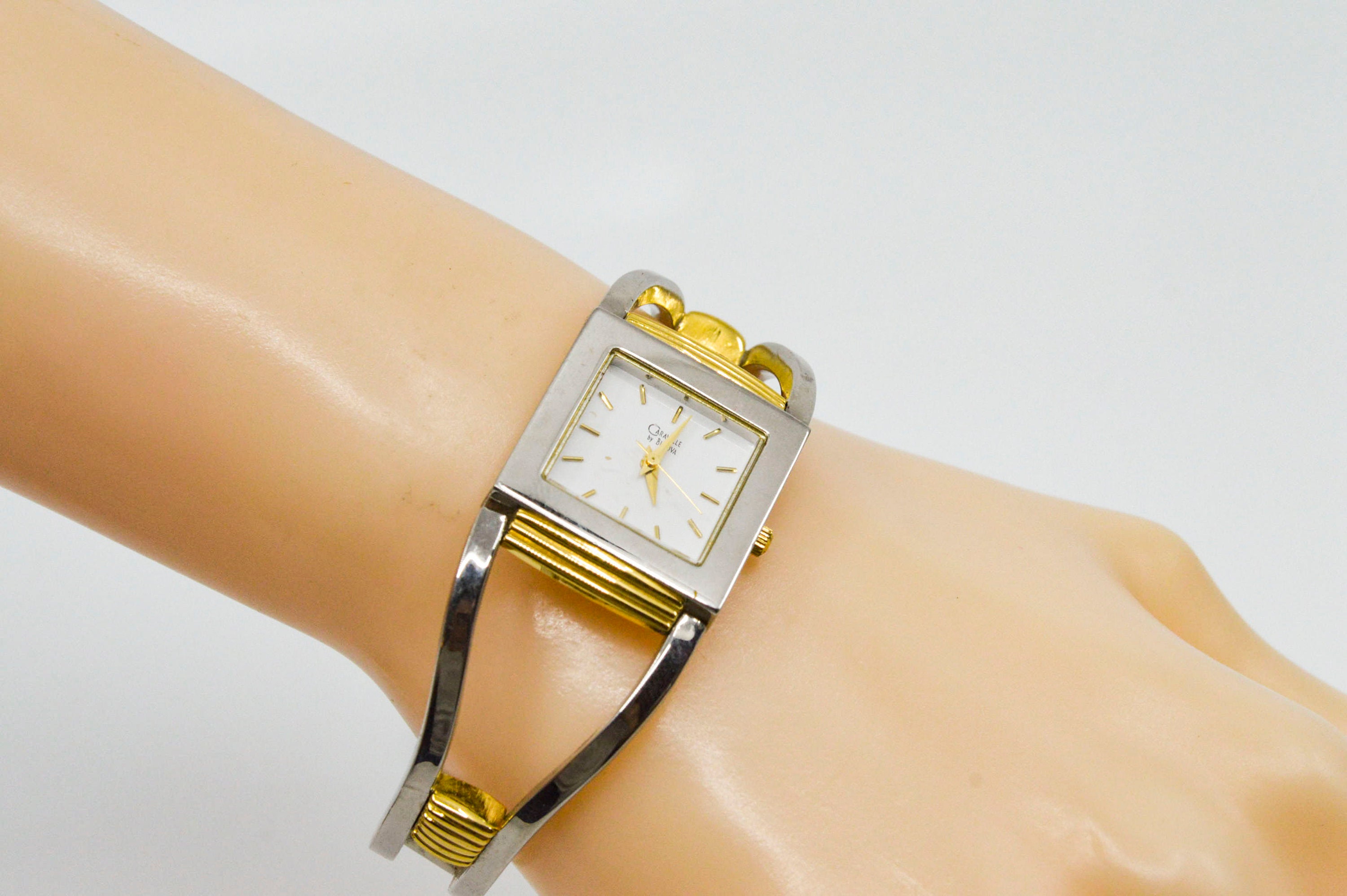 Two tone womens fashion cuff watch | Etsy