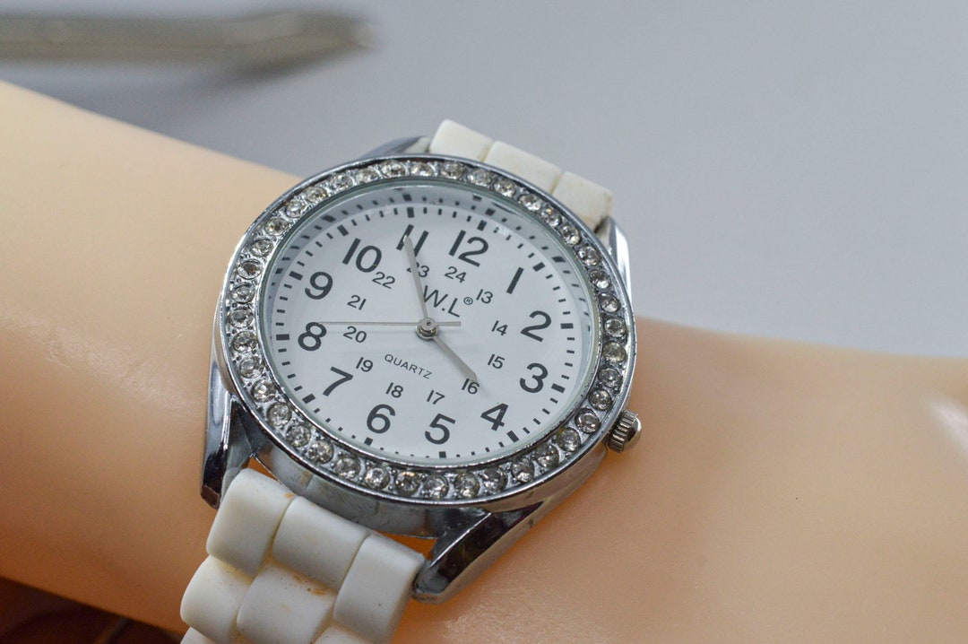 White Tone With Crystal Womens Fashion Wrist Watch - Etsy