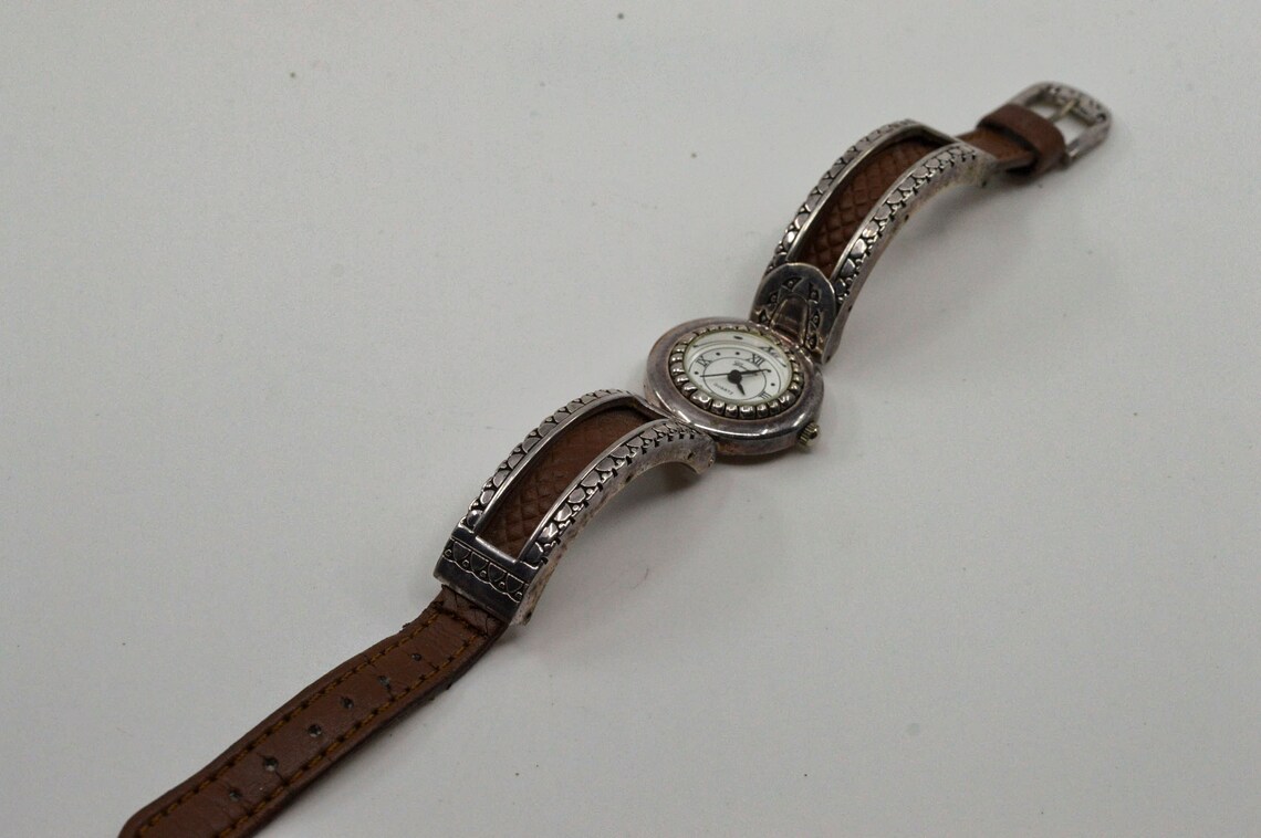 Silver Tone With White Dial and Brown Bracelet Womens Watch - Etsy