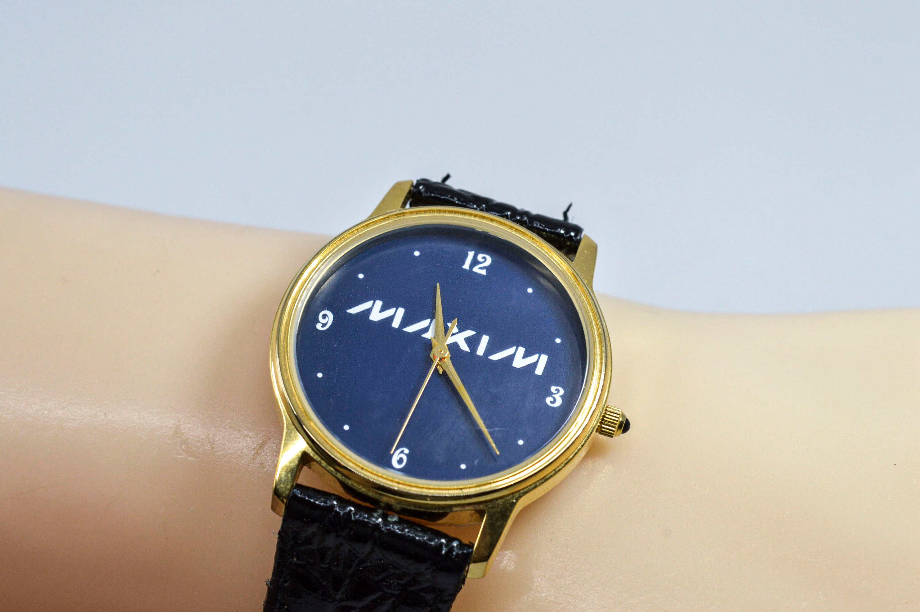 Gold Tone With Blue Dial Maxim Womensmans Wrist Watch - Etsy