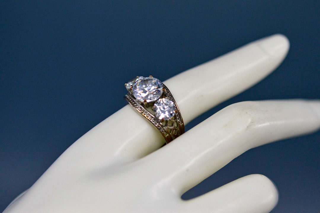 Silver Tone With Crystals, Womens , Ens Ring,size 9 1/2 - Etsy