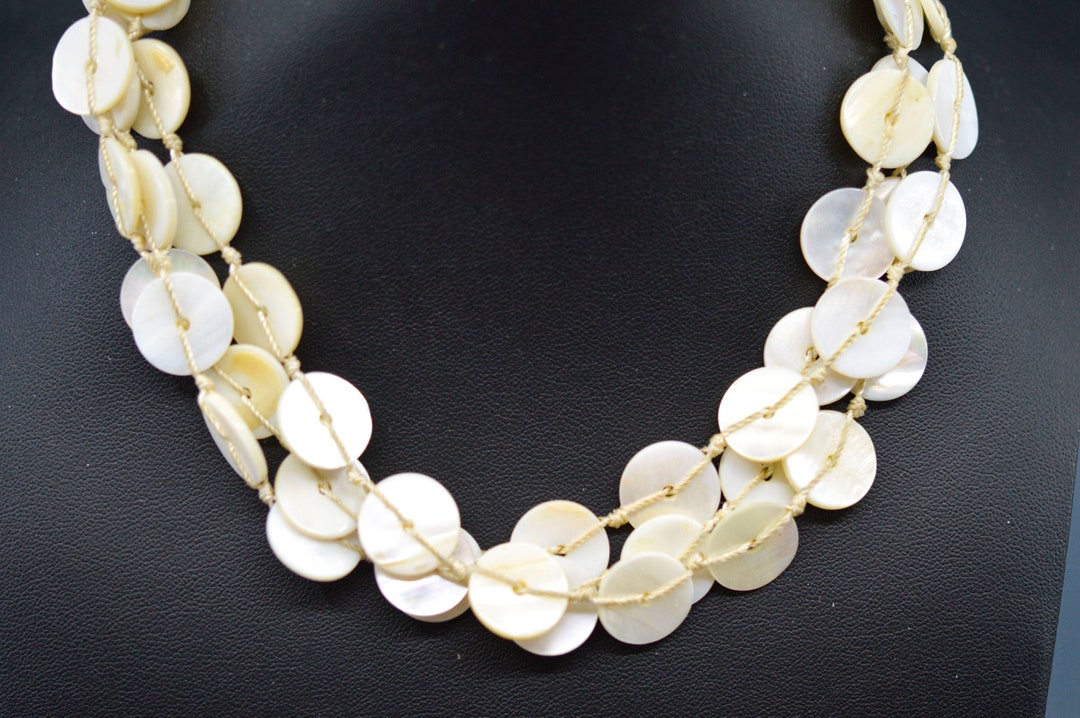 White Tone, Sea Shell Beads, Womens Necklace - Etsy