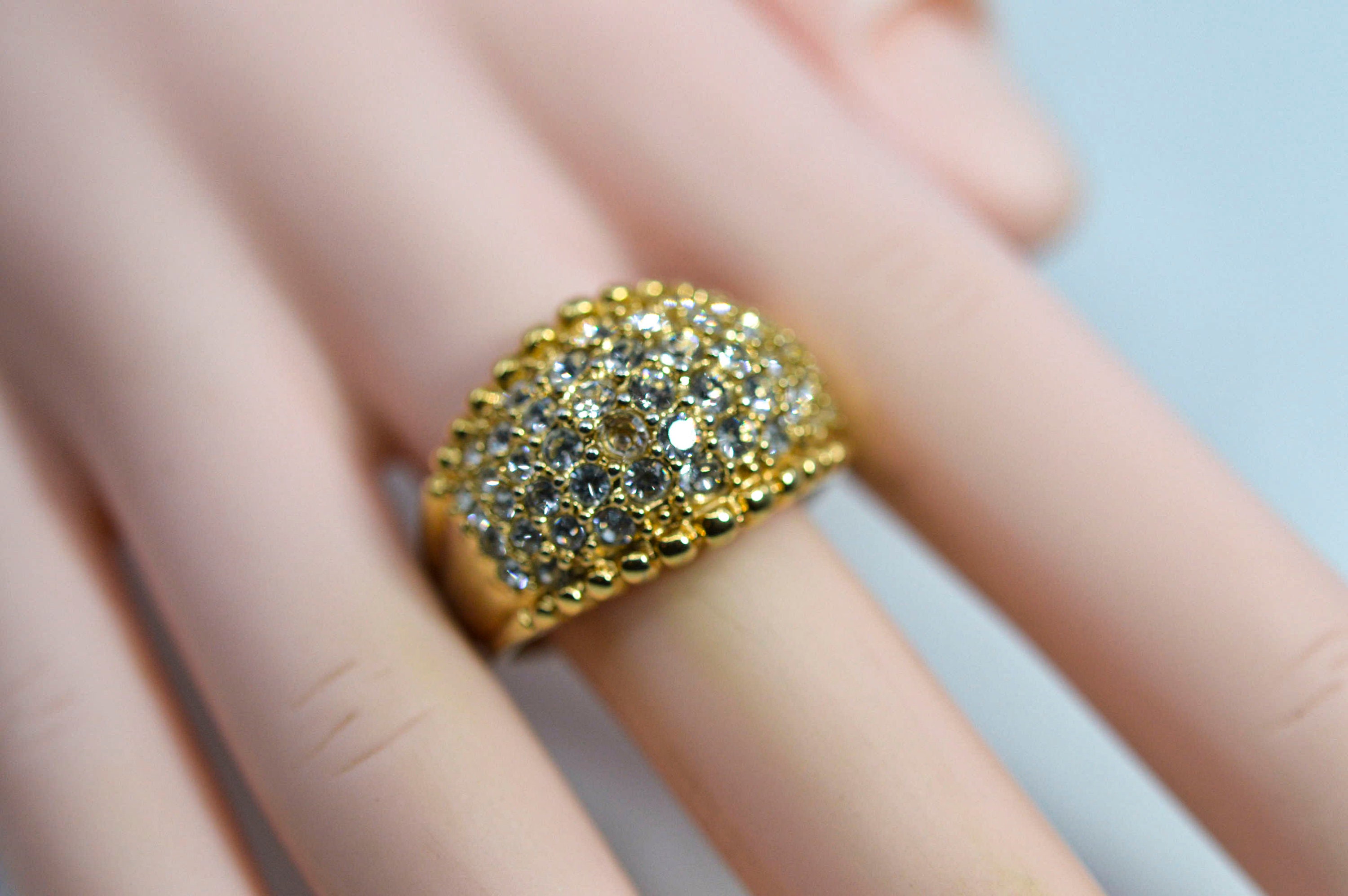Gold Tone With Crystals Womens Ring,size 9 1/4 - Etsy