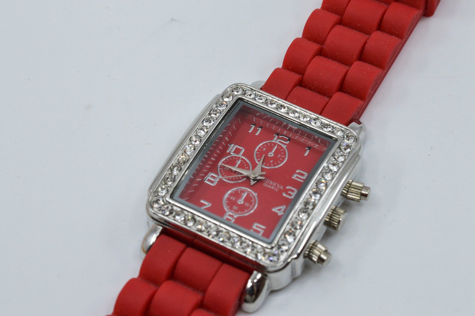 Red Tone With Silver Case and Crystals Womens Fashion Watch | Etsy