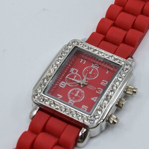 Red Tone With Silver Case and Crystals Womens Fashion Watch - Etsy