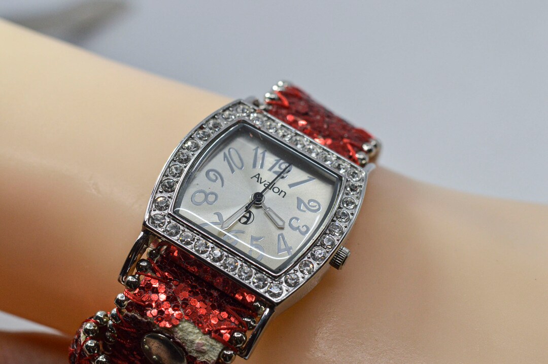 Silver Tone With Crystals and Red Bracelet Womens Wrist Watch - Etsy