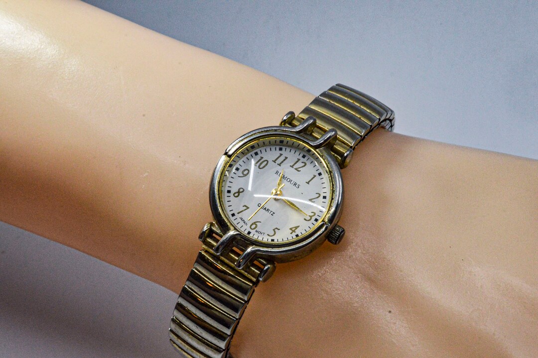 Gold Tone With White Dial and Stretch Bracelet Womens Wrist Watch - Etsy