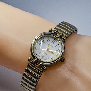 Gold Tone With White Dial and Stretch Bracelet Womens Wrist Watch - Etsy