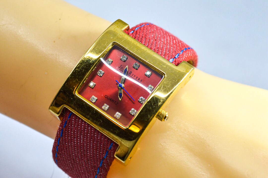 Joan Rivers, Red and Gold Tone , Fashion Cuff Watch - Etsy