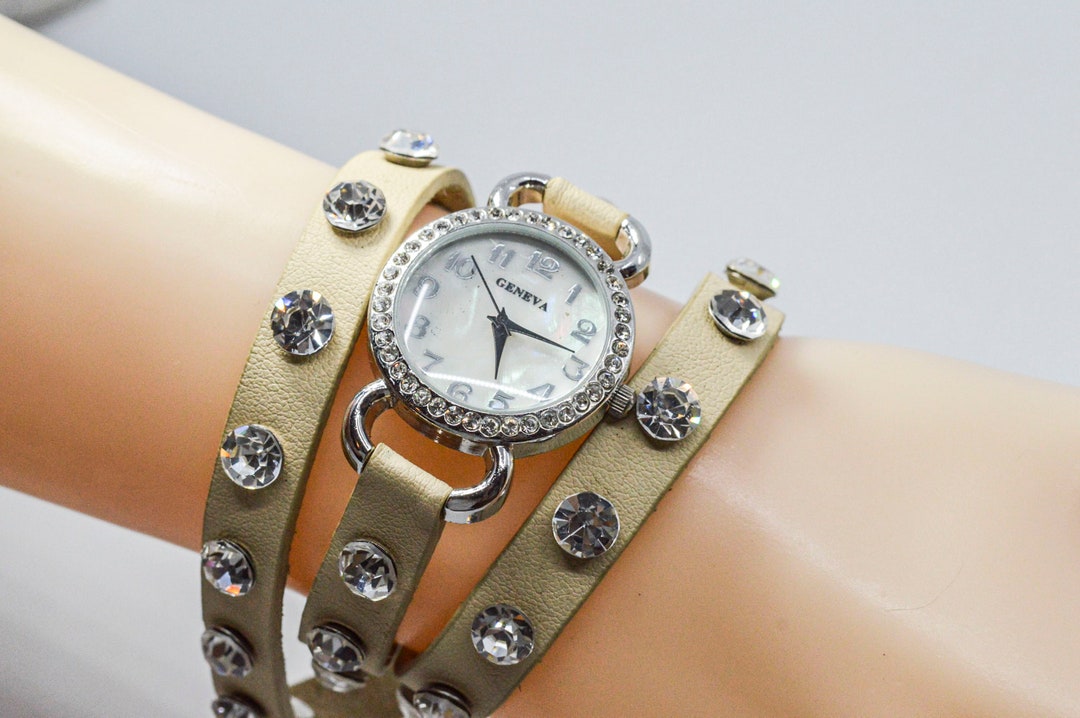 Steel Tone With Mop Dial With Long Wrap Around Wrist Watch - Etsy