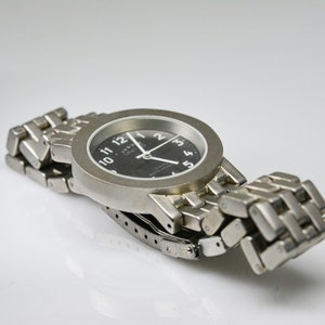 Brushed Metal Tone With Black Dial Mens Fashion Watch - Etsy