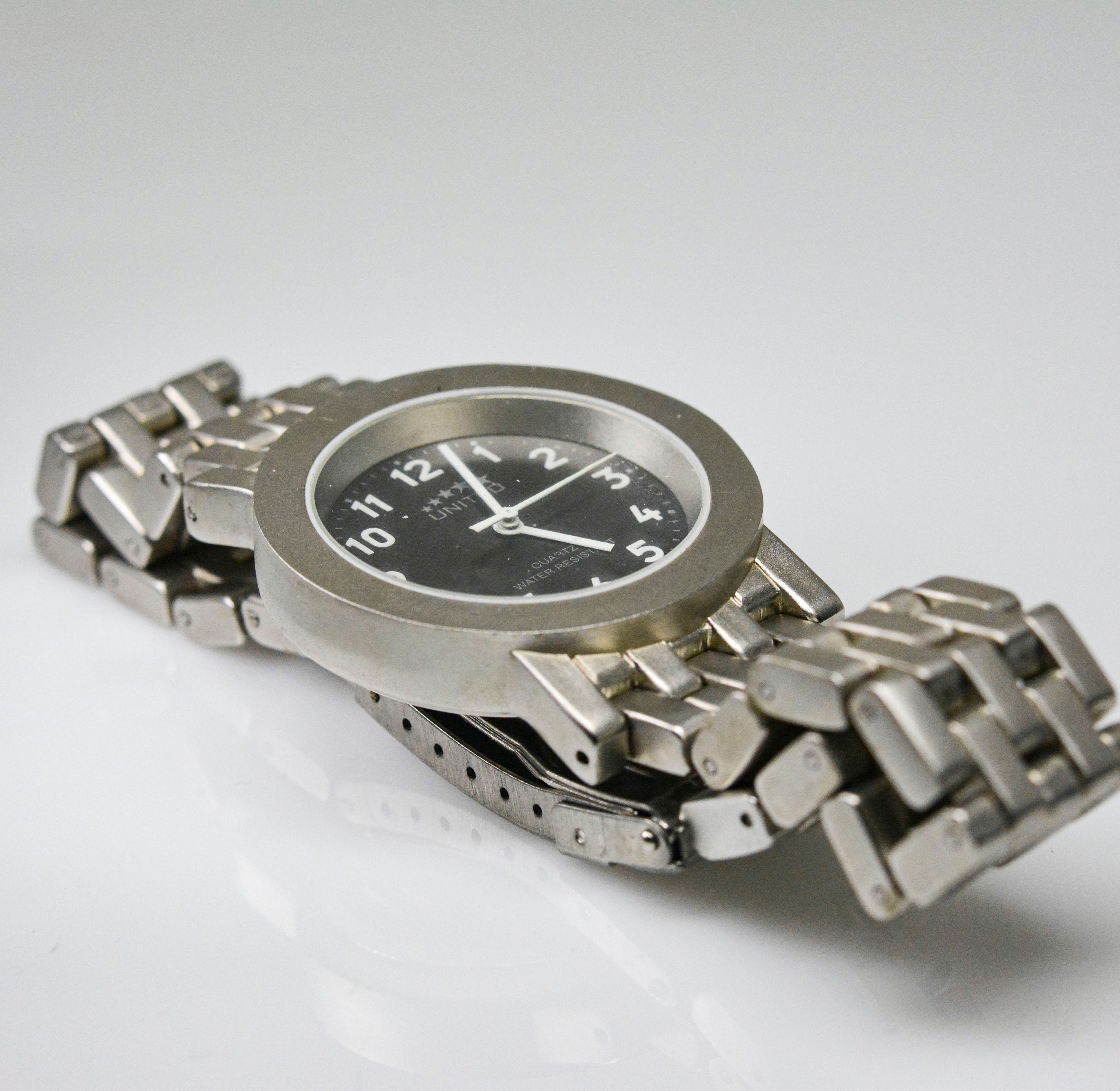 Brushed Metal Tone With Black Dial Mens Fashion Watch - Etsy