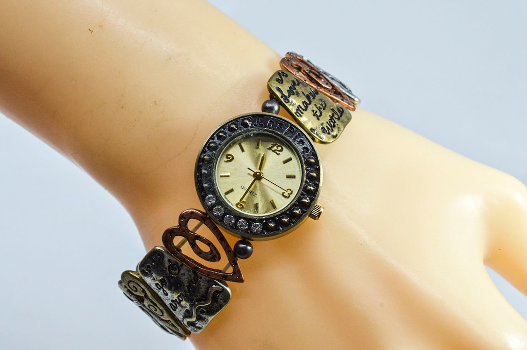Bronze Tone Womens Watch on Stretch Bracelet - Etsy