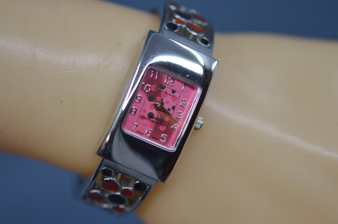 Silver and Red Tone, Womens Cuff Watch - Etsy