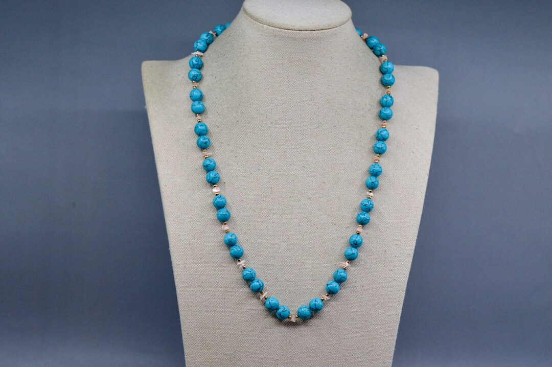 Blue Tone, Women's Beaded, Faux Turquoise Beads, Necklace - Etsy