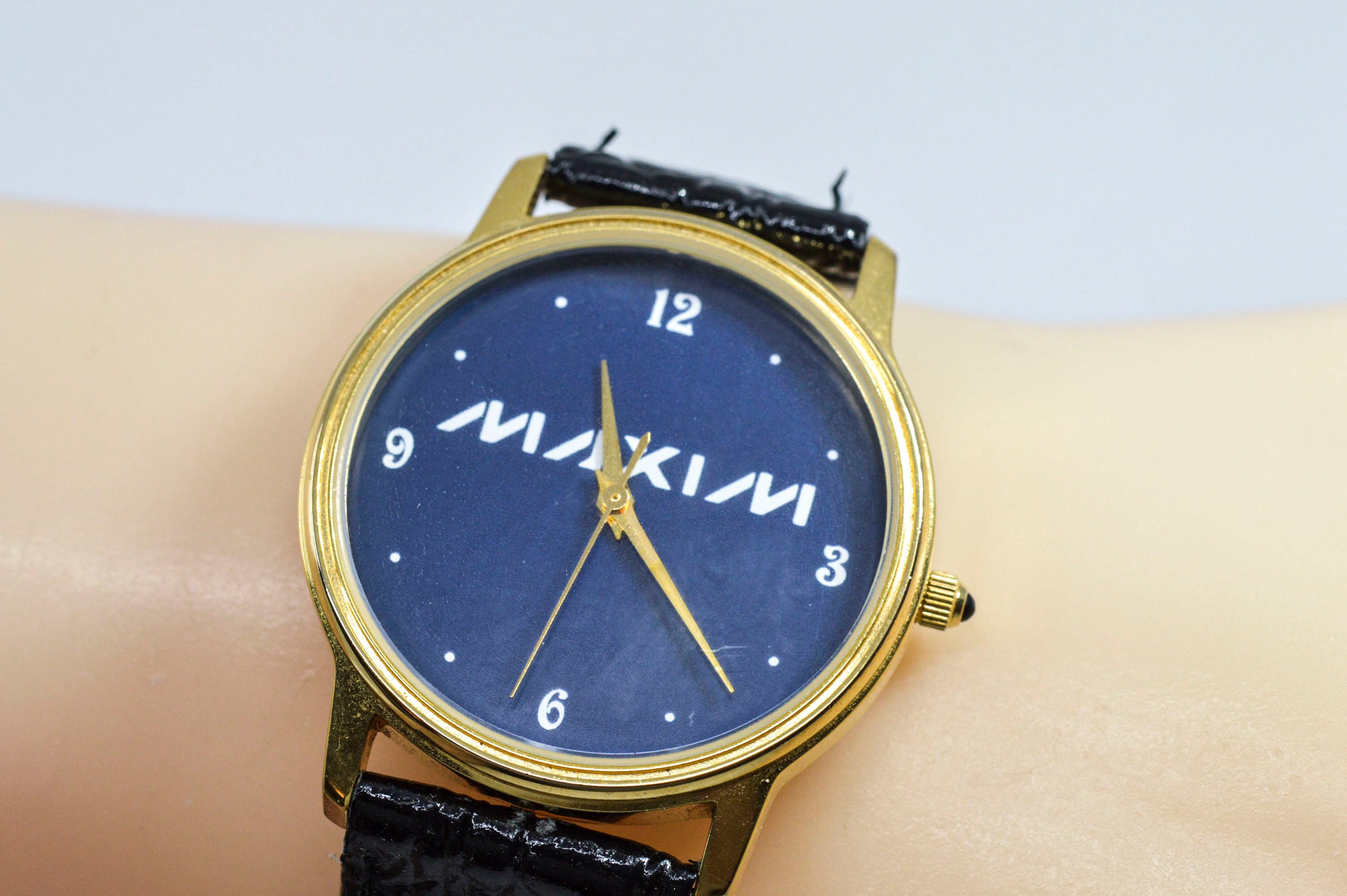 Gold Tone With Blue Dial Maxim Womensmans Wrist Watch - Etsy