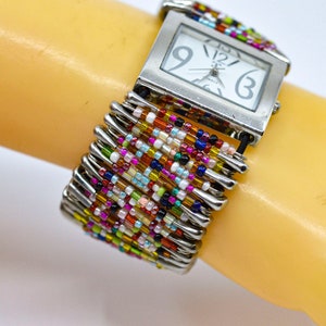 Silver Tone With Multi Color , Stretch Bracelet, Womens Watch - Etsy