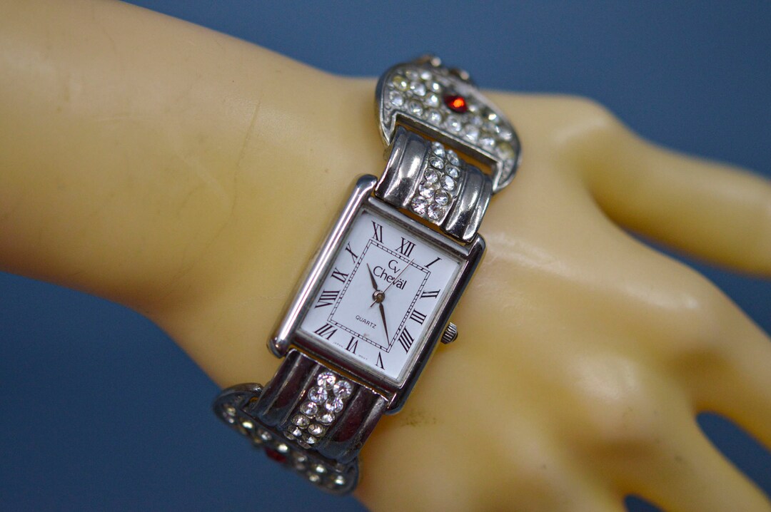 Cheval, Silver Tone With Crystals, Womens, Watch - Etsy