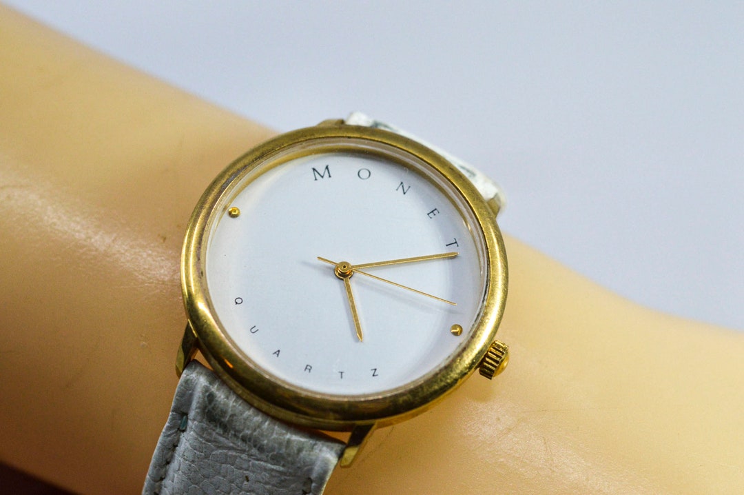 Monet Gold Tone , With White Dial and Matching Band Womens Quartz Watch ...