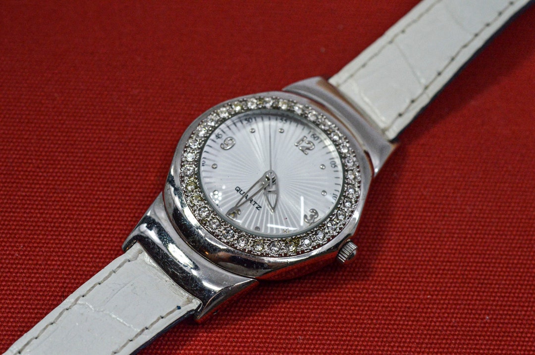 Steel Tone With Silver Dial and Crystals Womens Watch With Reversable ...