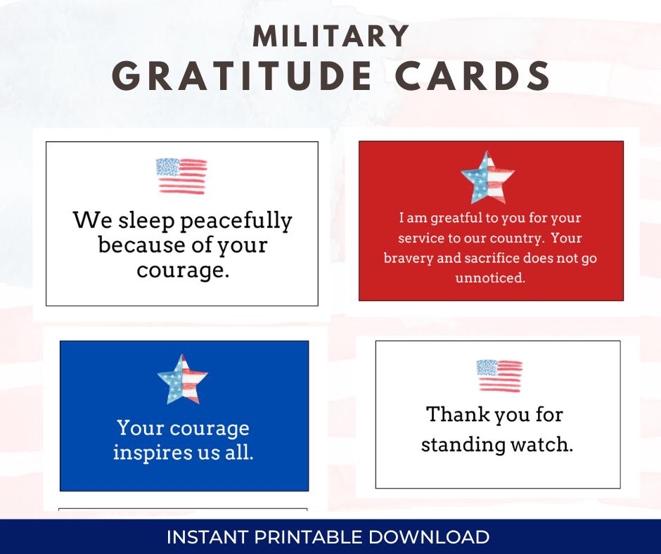 Patriotic USA Military Encouragement Cards Printable Military Support ...