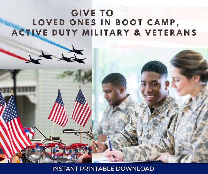 Patriotic USA Military Encouragement Cards Printable Military Support ...