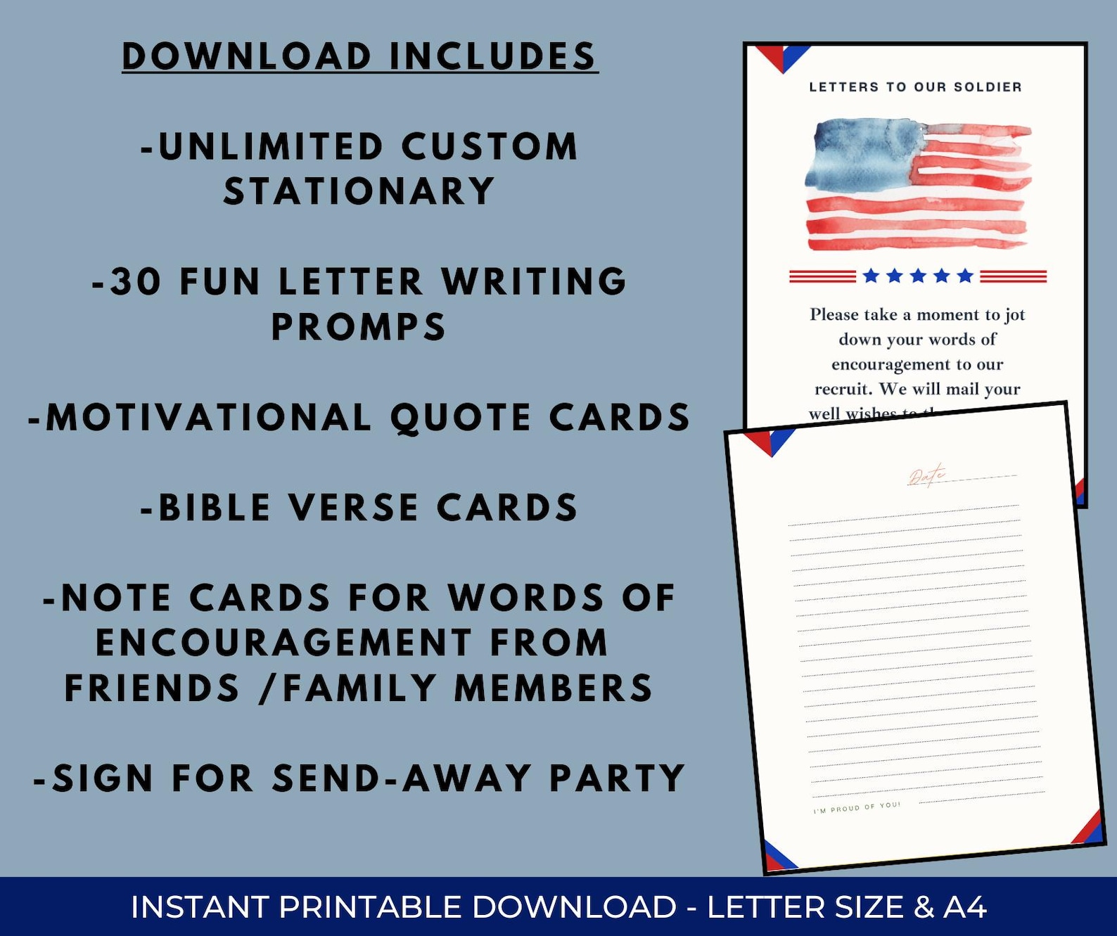 Military Bootcamp Deployment Letter Writing Kit Encouragement and Well ...