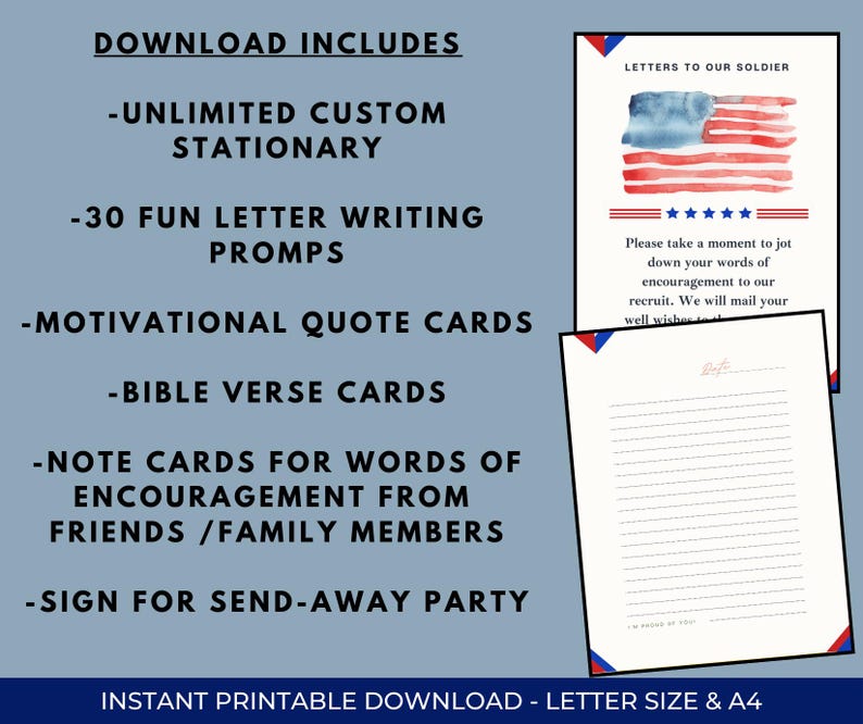 Military Bootcamp Deployment Letter Writing Kit Encouragement and Well ...