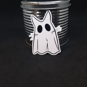 Cat Ghost Sticker, Cute Halloween Decal, Pastel Goth Cat Ghost Sticker ...