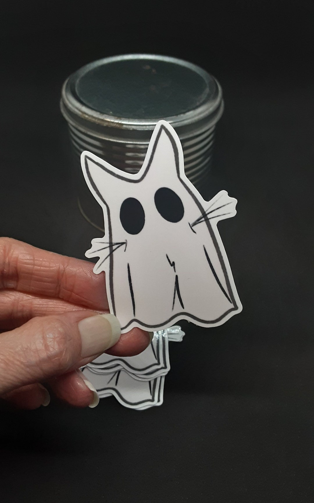 Cat Ghost Sticker, Cute Halloween Decal, Pastel Goth Cat Ghost Sticker ...