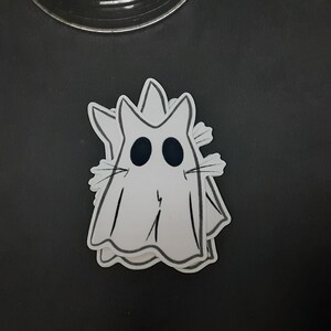 Cat Ghost Sticker, Cute Halloween Decal, Pastel Goth Cat Ghost Sticker ...