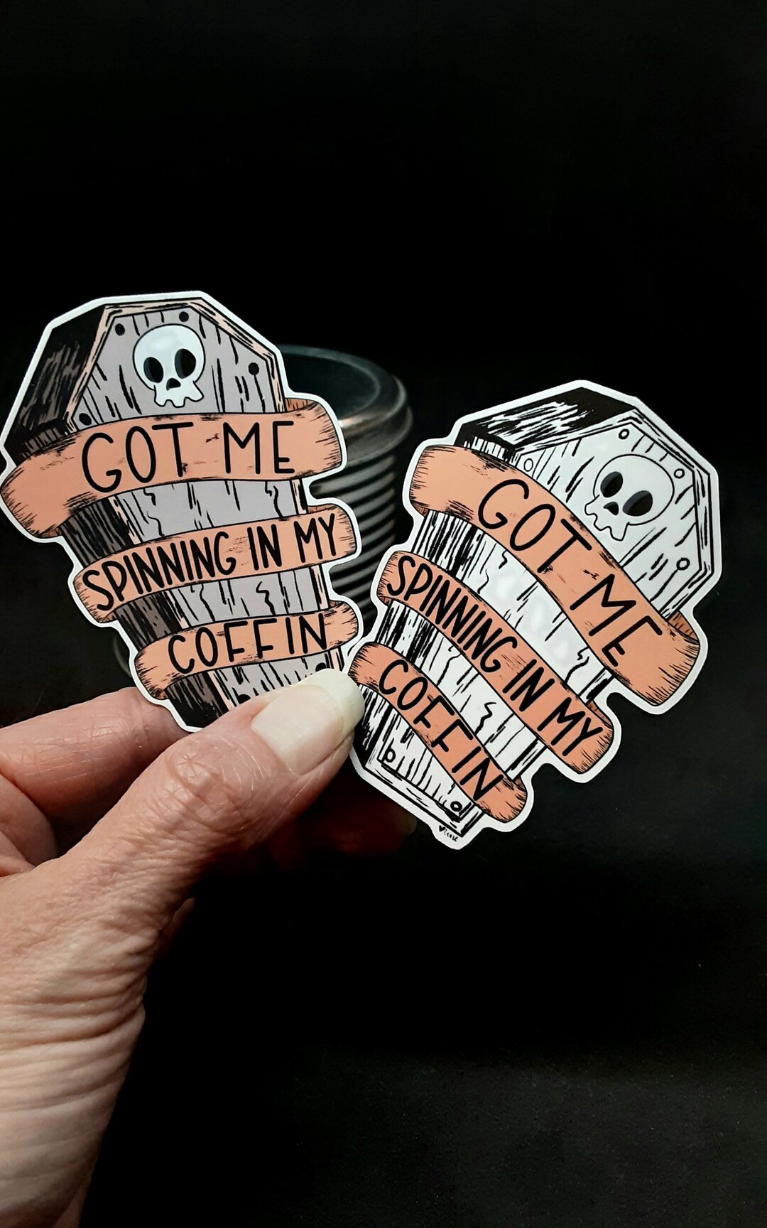 Spinning in My Coffin Obitchuary Stickers, Funny Podcast Stickers ...