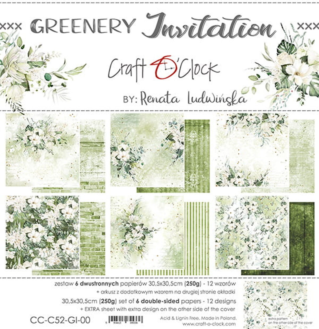 Greenery Invitation a Set of Papers 12x12 Craft O'clock - Etsy