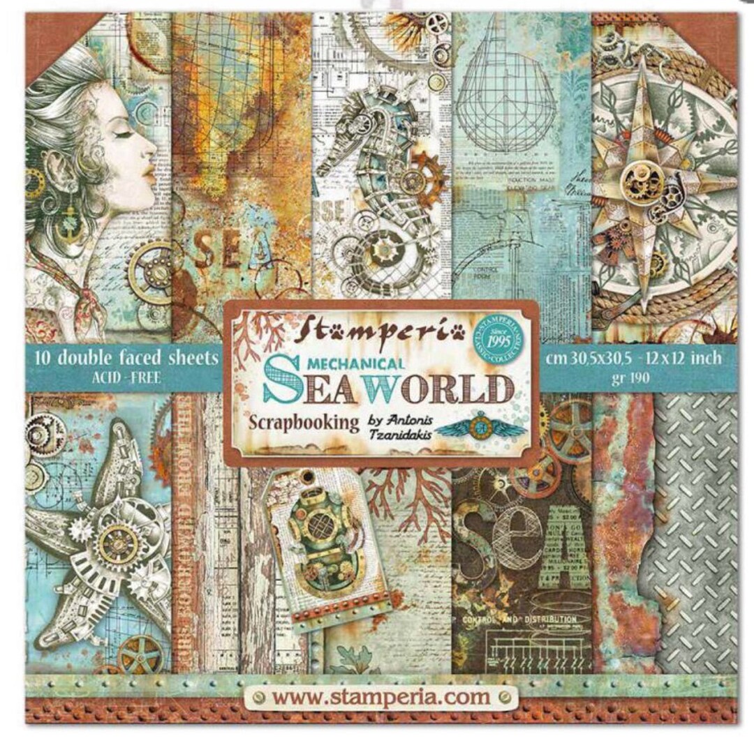 Mechanical Seaworld Stamperia Double-sided Paper Pad 12x12 10/pkg Sea ...