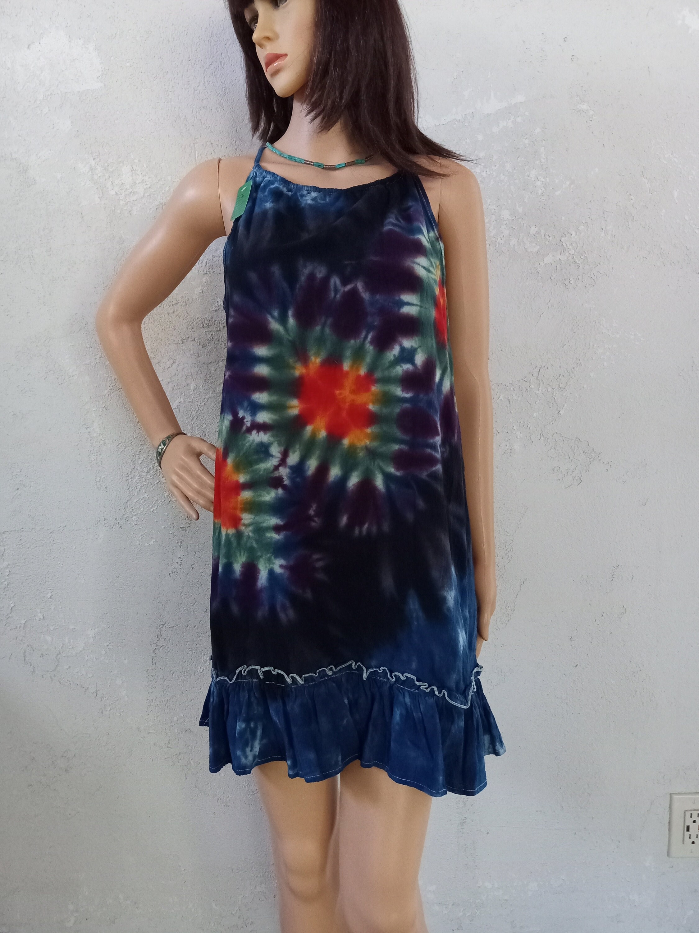 Large Tie Dye Dress Womens Tie Dye Cotton Sundress Adult Tie Dye All